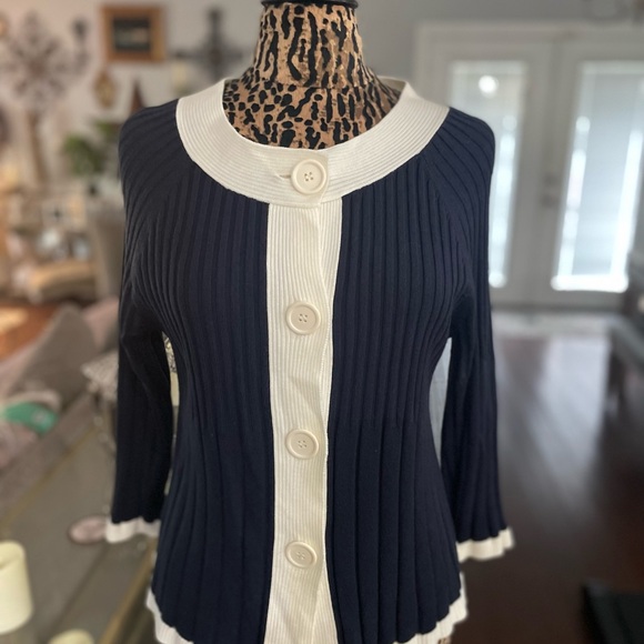 Covington | Sweaters | Covington Navy And Cream Buttonup Cardigan ...